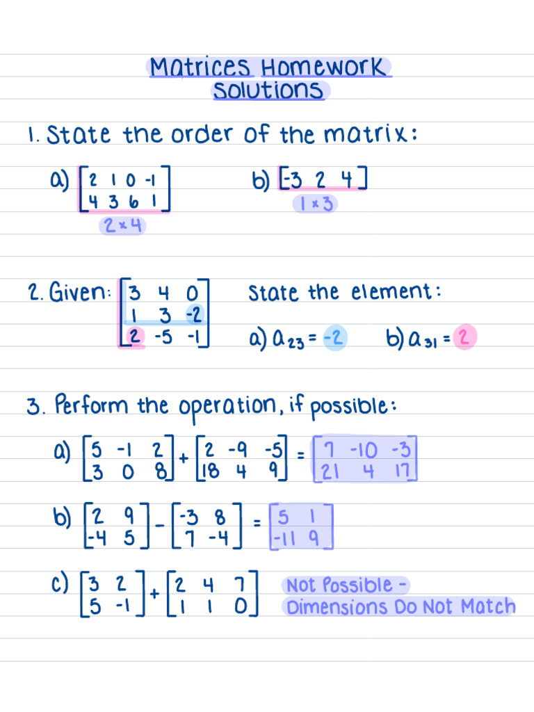 Matrices Homework Solutions 1 | PDF