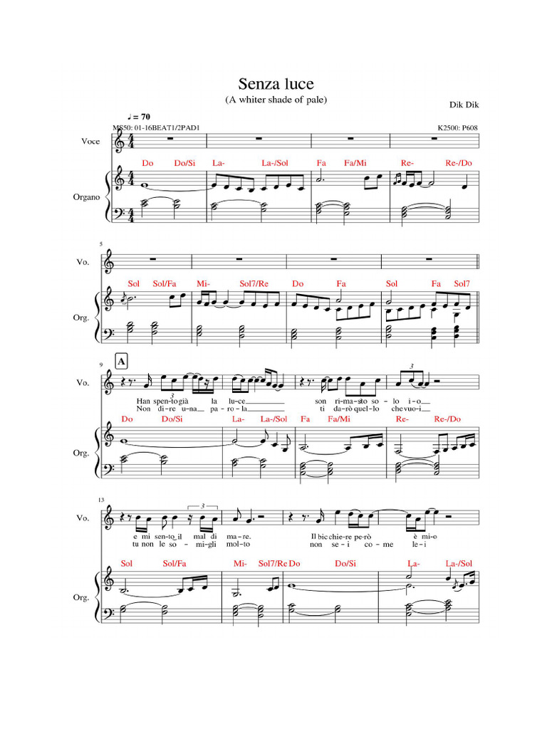 DIK DIK - SENZA LUCE Spartito | PDF