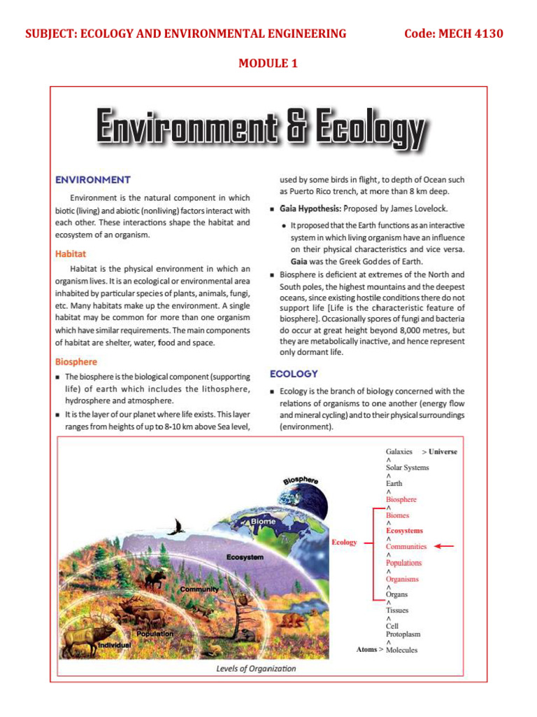 Ecology Environment Introduction With Questions Pdf