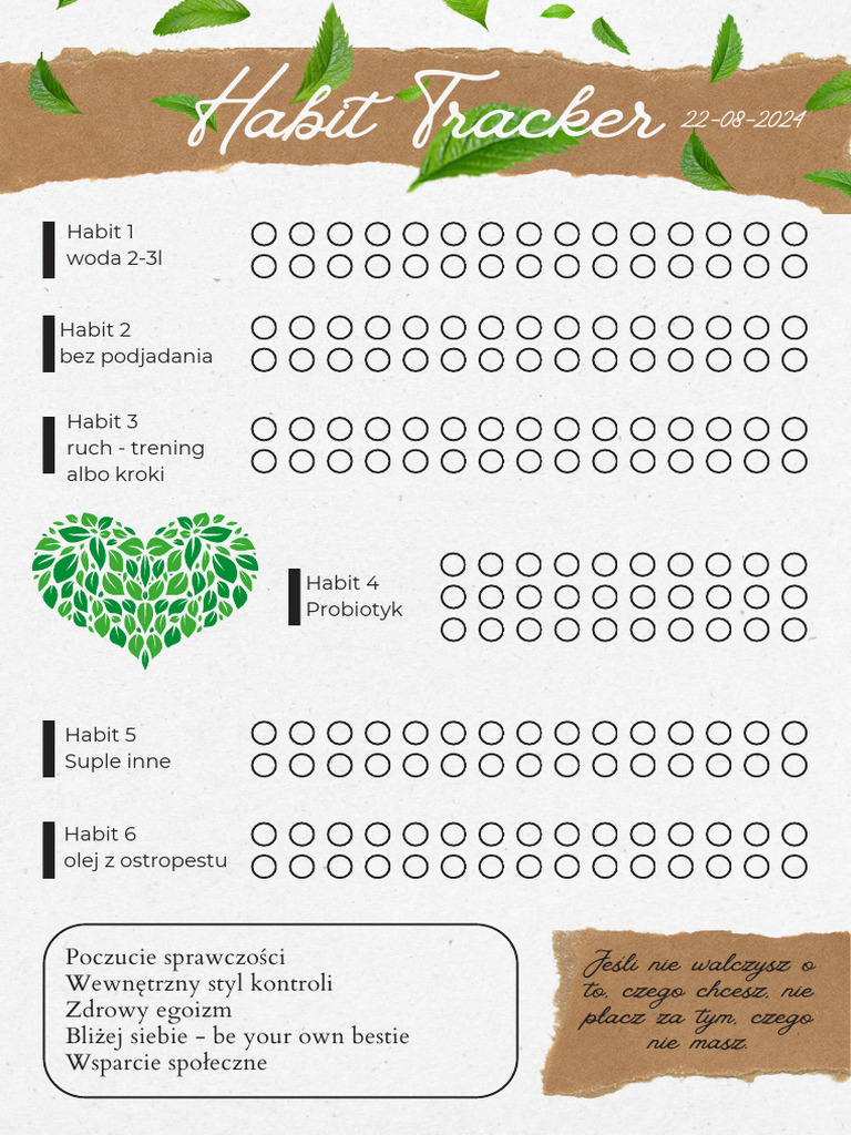 Habit Tracker White Brown Cute Habit Tracker A4 Document - 20240822 ...