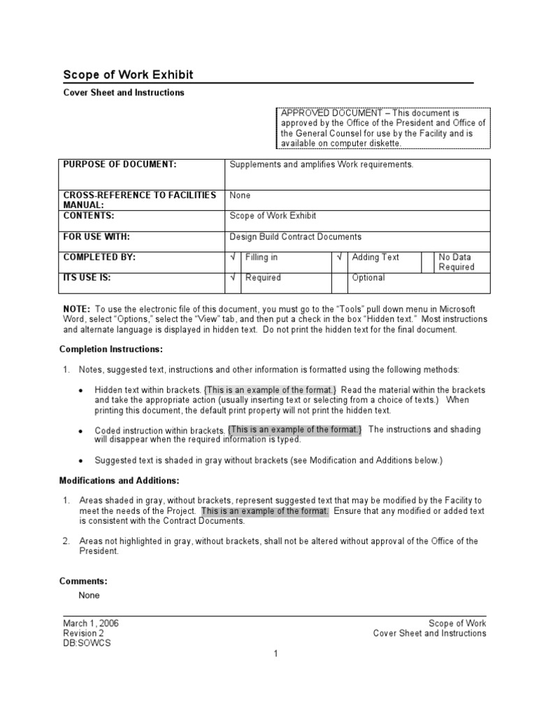 Scope of Work for Design Build Projects | PDF | Specification ...