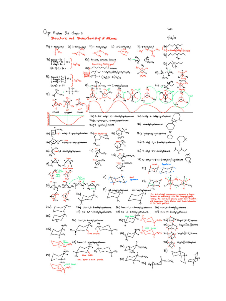 Orgo Problem Set #3 - Alkanes | PDF