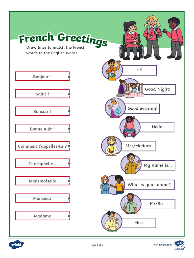 French Greetings Matching Activity | PDF