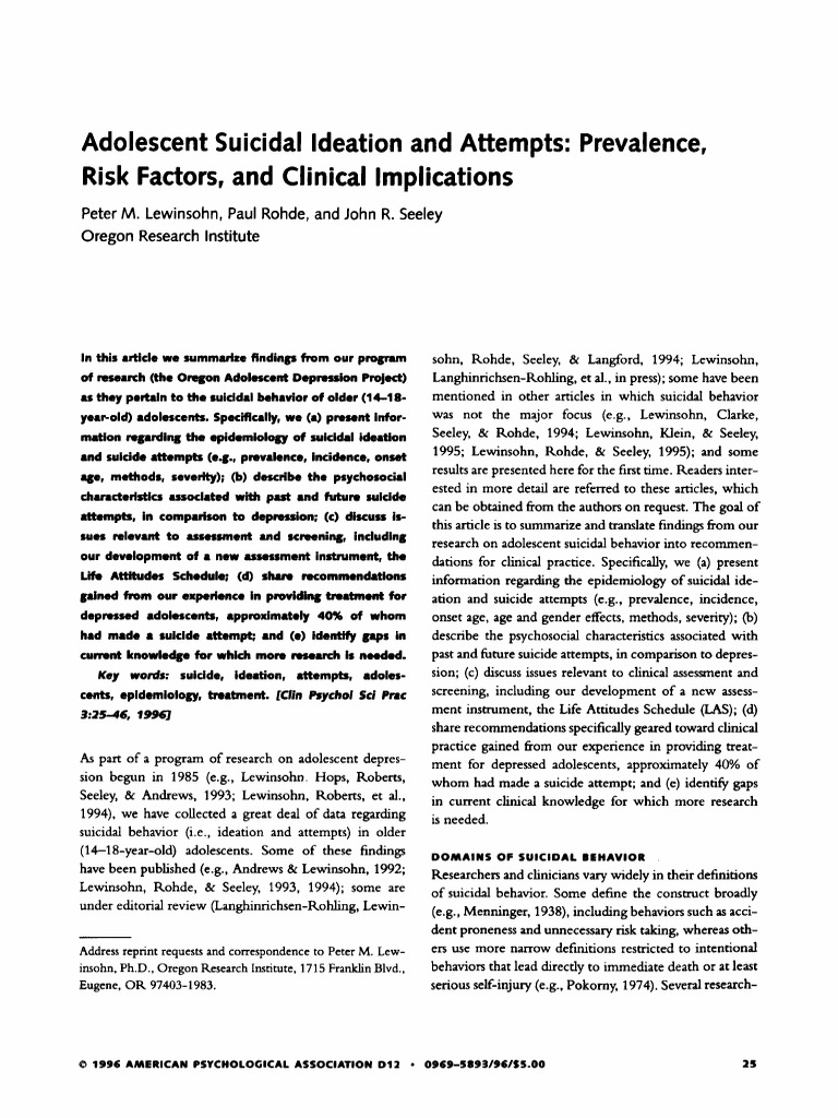 Lewinsohn 1996 | PDF