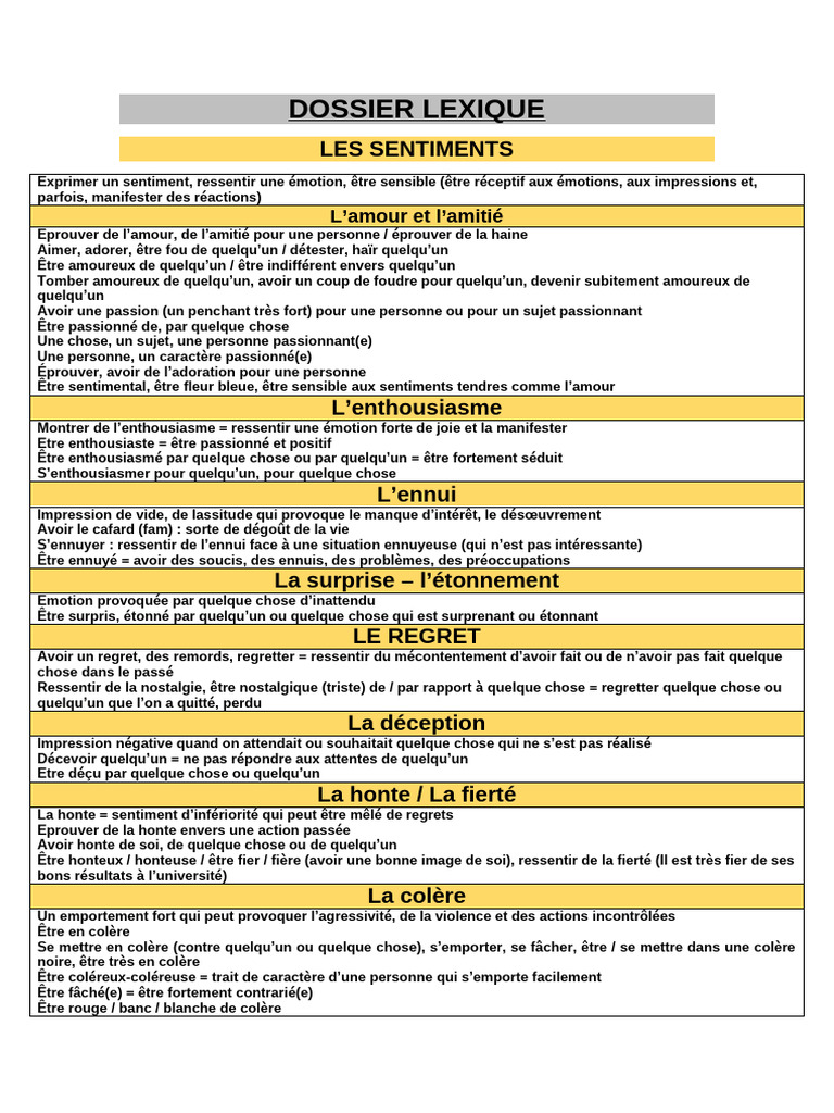 Dossier Lexique 2 | PDF