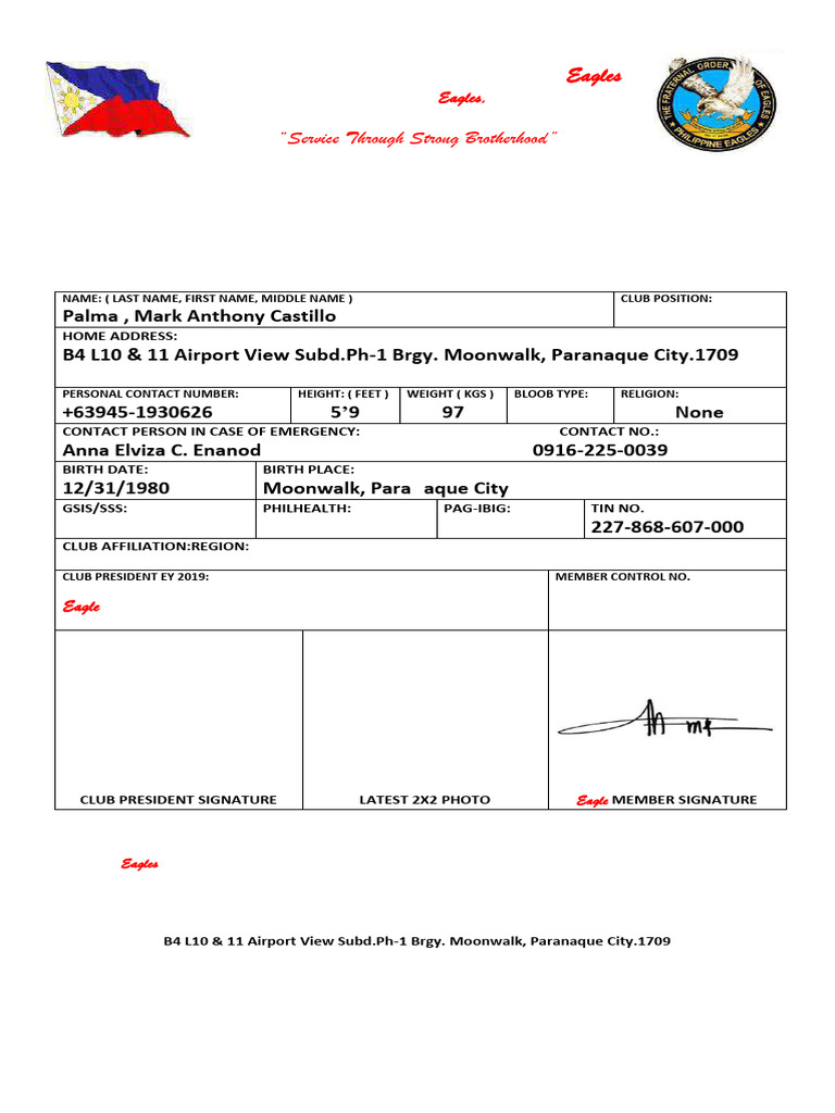 EAGLES APPLICATION FORM - Compressed | PDF