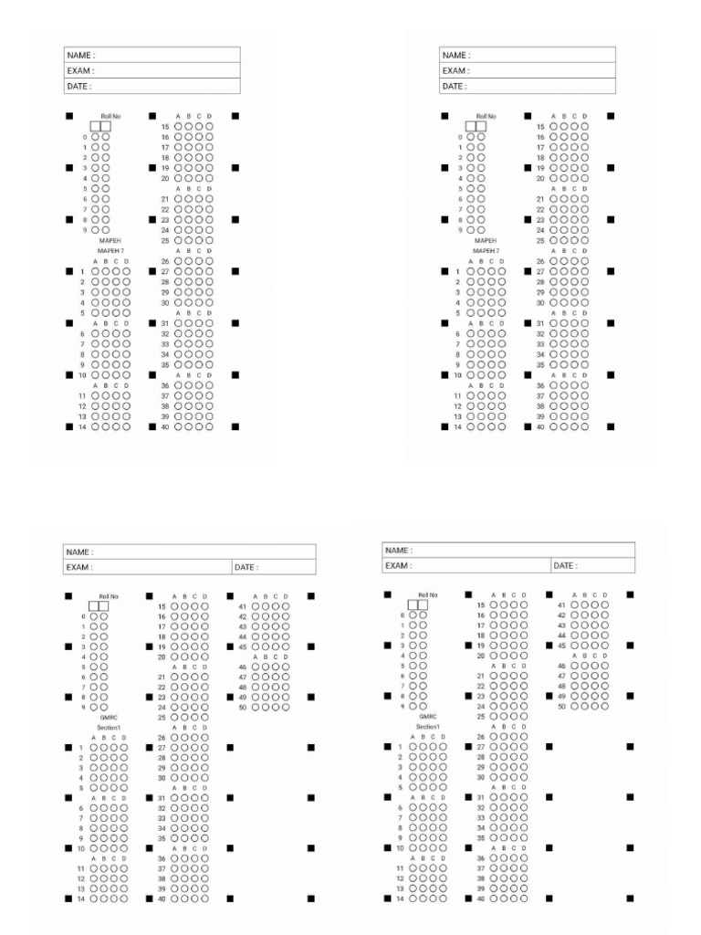 1ST Quarter Exam Evalbee Answer Sheet | PDF