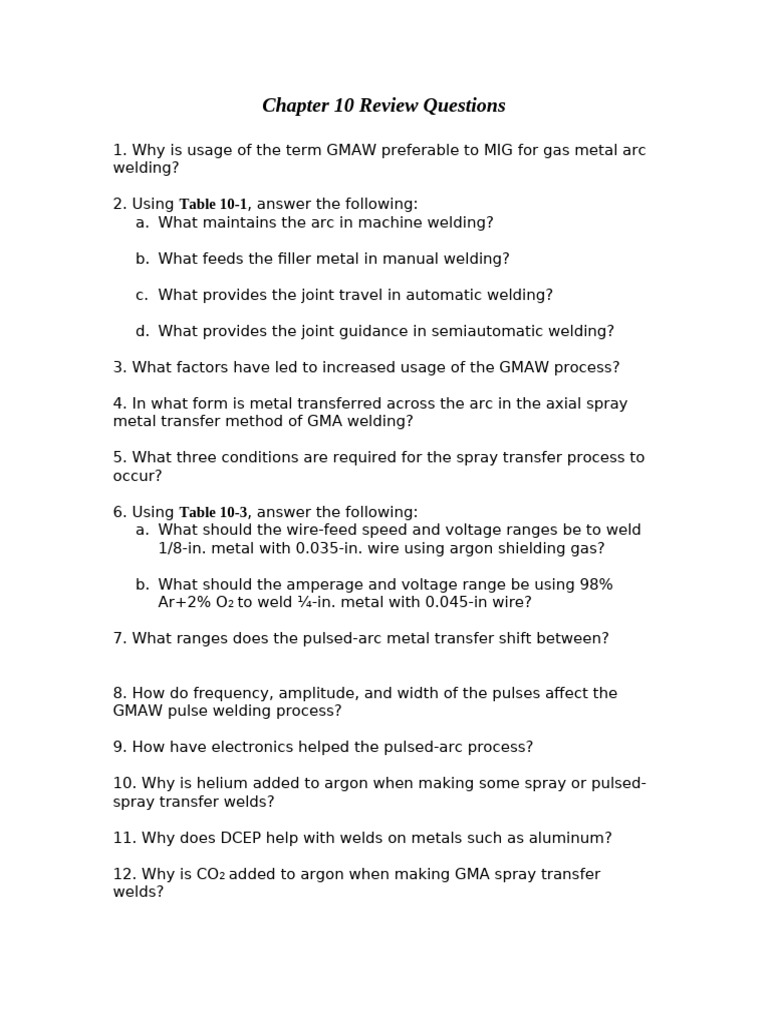 Gmaw Chapter 10 Review Questions | PDF