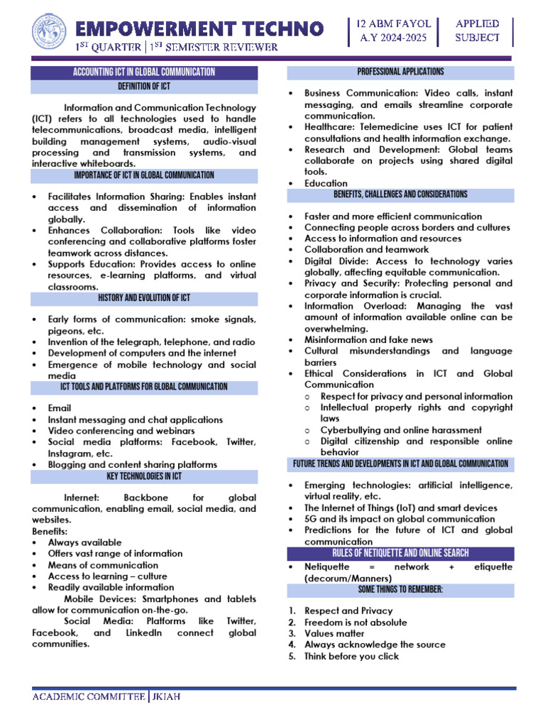 Accounting Ict in Global Communication: o o o o | PDF