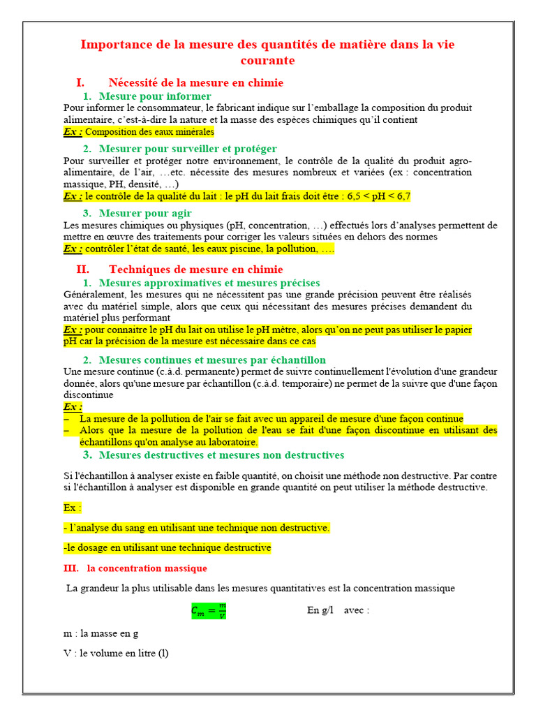 Importance de La Mesure en Chimie | PDF