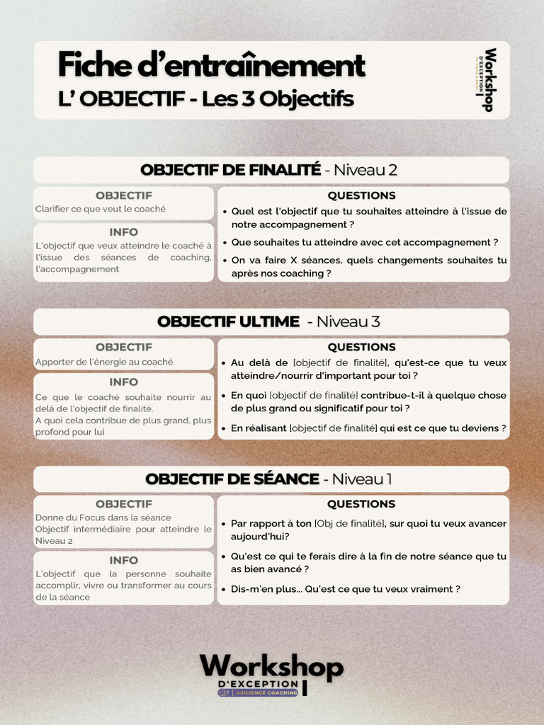 Fiche D'entraînement - OBJECTIFS (3 0. + Tech Facilitantes) | PDF