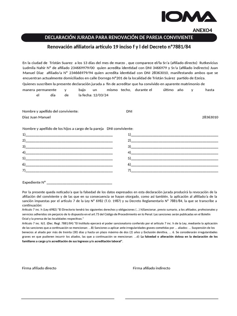 Declaración Conv | PDF