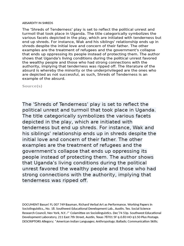 Absardity in Shreds | PDF | Folklore | Communication