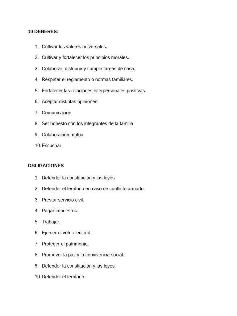 10 Deberes | PDF