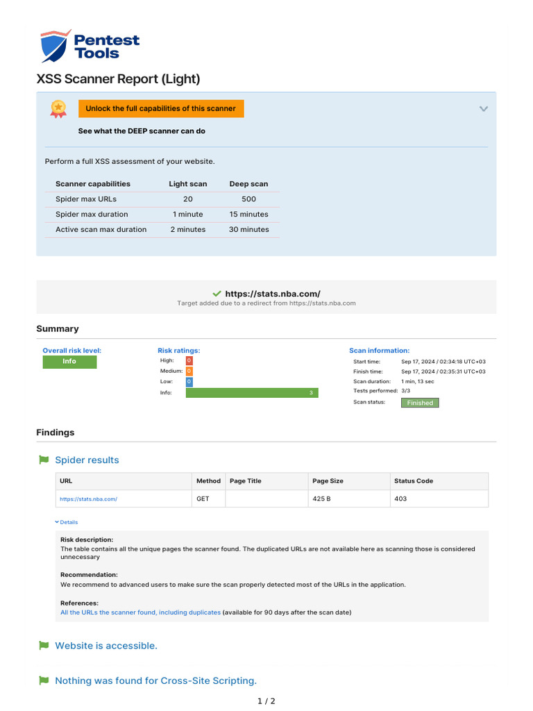 PentestTools XssScanner Report | PDF | Hypertext | Security