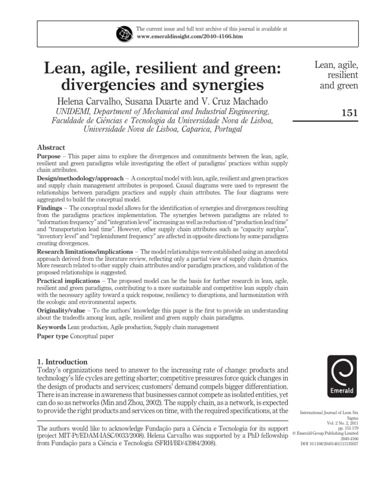 Lean Agile Resilient And Green Pdf