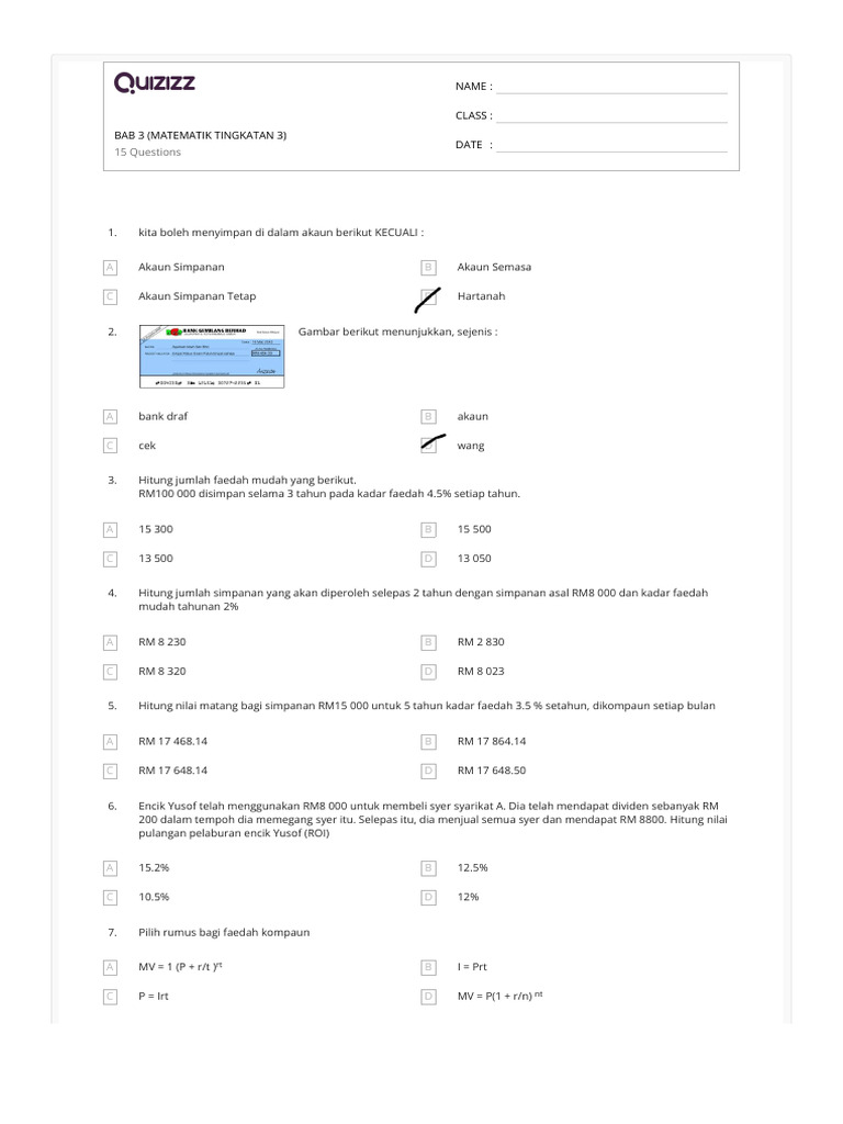 Bab 3 (Matematik Tingkatan 3) | PDF