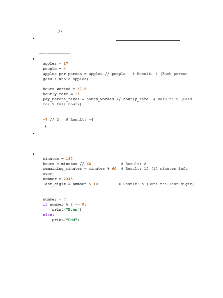 Floor Division and Modulo | PDF