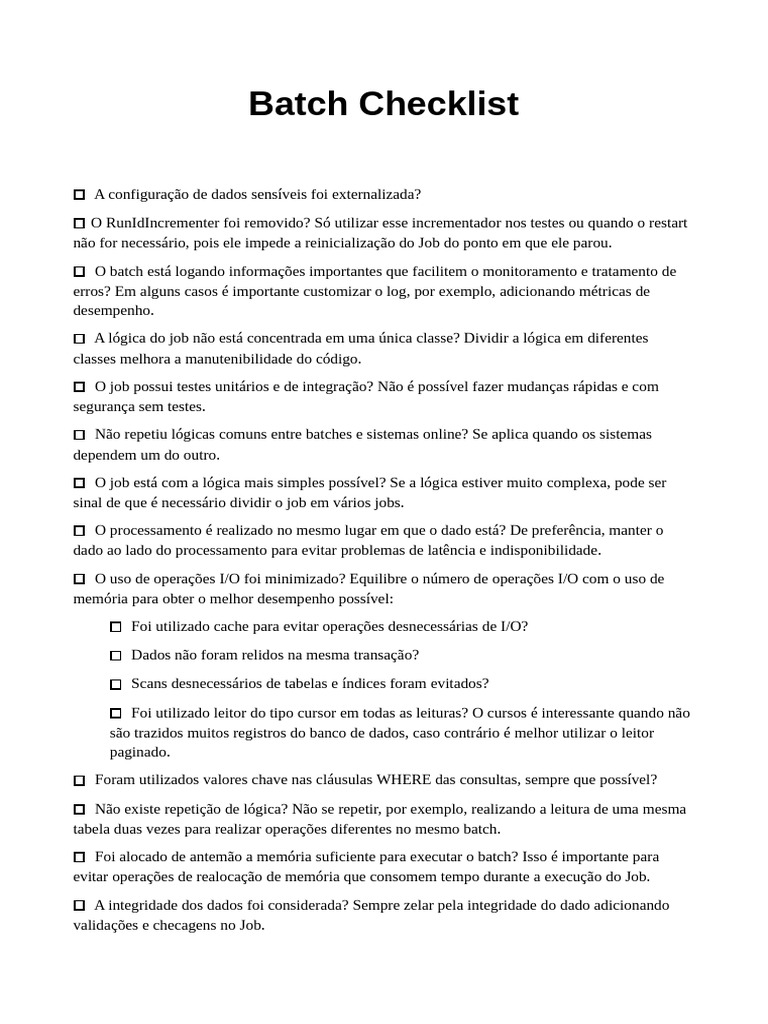 Batch Checklist | PDF