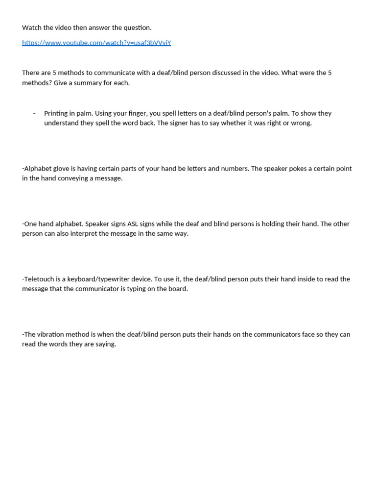 Deaf Blind Worksheet | PDF