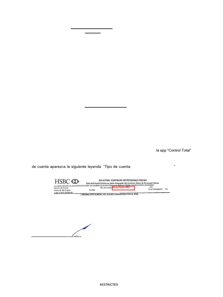 Carta Apertura Cuenta HSBC Bachoco | PDF