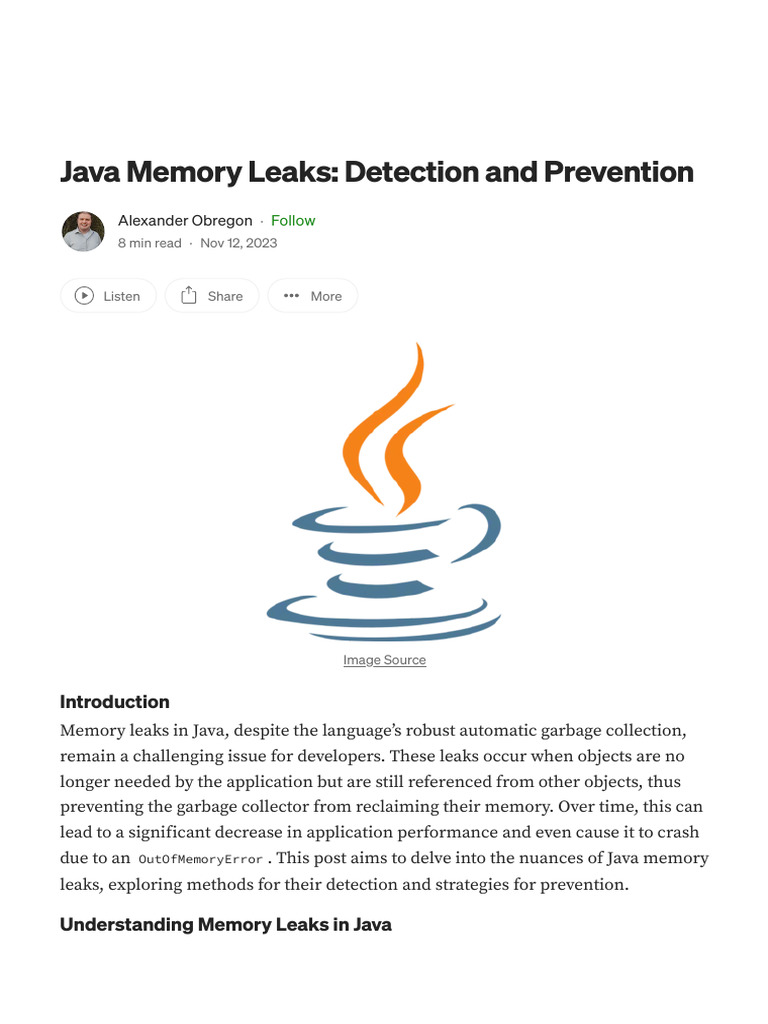 Java Memory Leaks - Detection & Fix - Medium | PDF