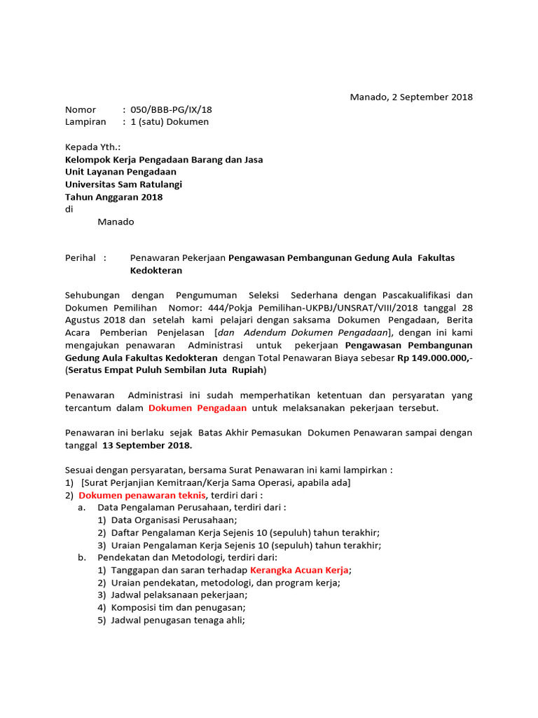 Surat Penawaran CV | PDF