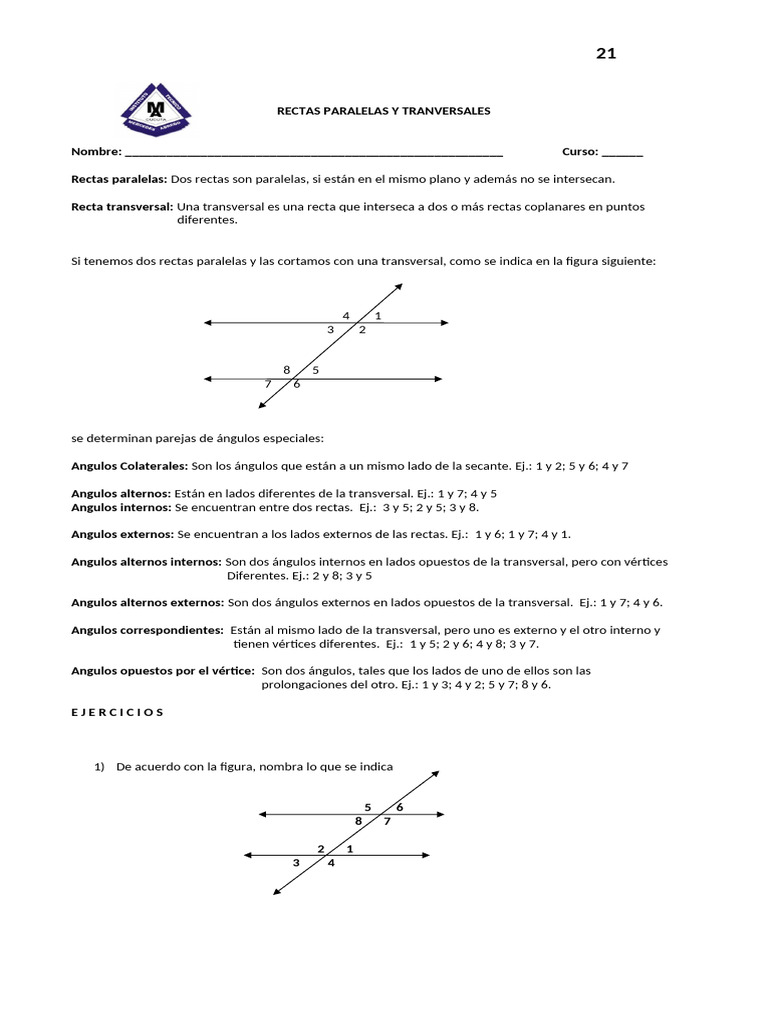 Rectas Paralelas y Transversales | PDF