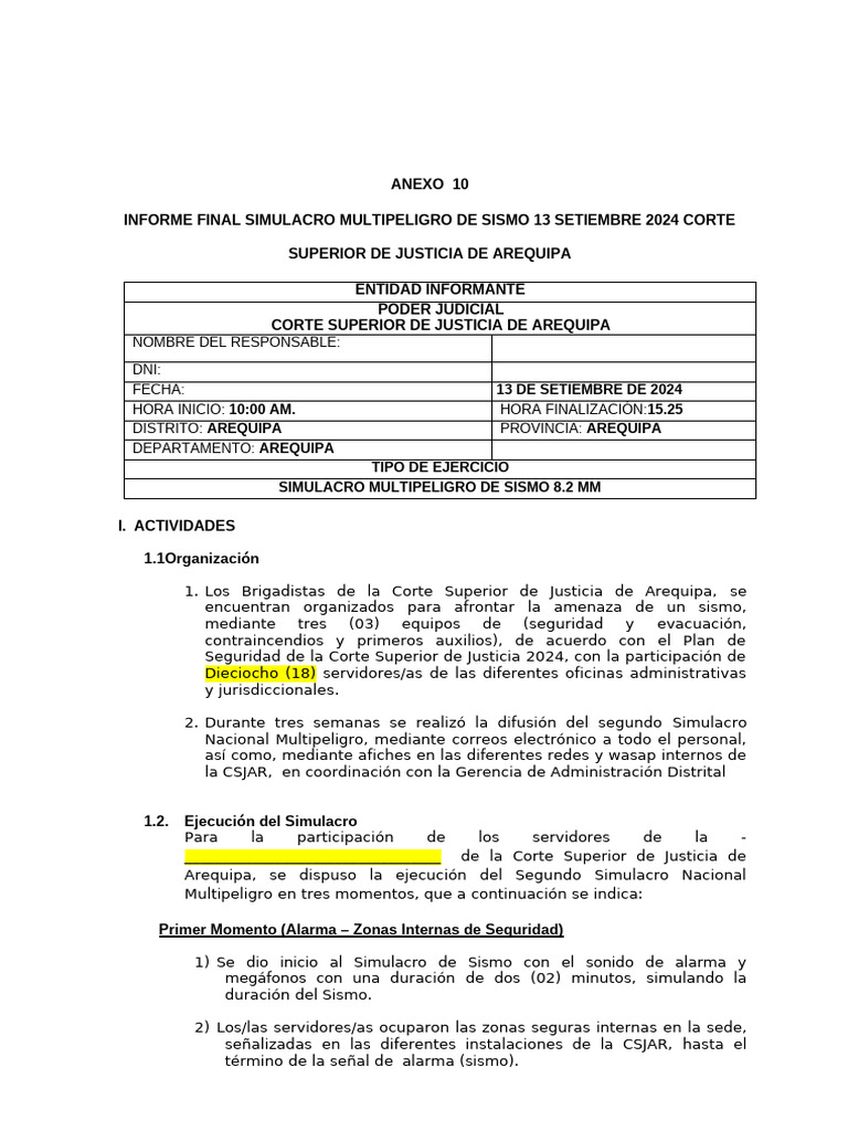 Anexo 10 - Modelo del Informe Final (1) | PDF