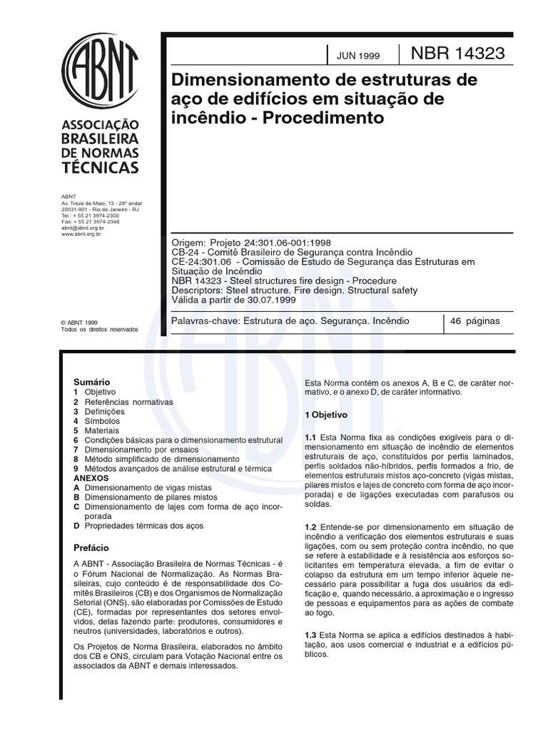NBR 14323 - Proteção Contra Incendio em Estruturas | PDF
