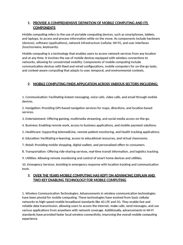 Mobile Computing Assignment | PDF