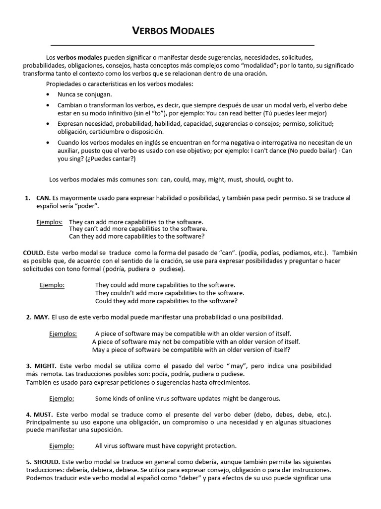 6 - Verbos Modales | PDF