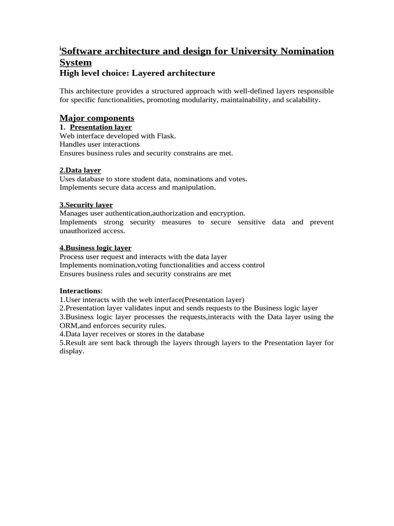 Software Architecture and Design For University No | PDF