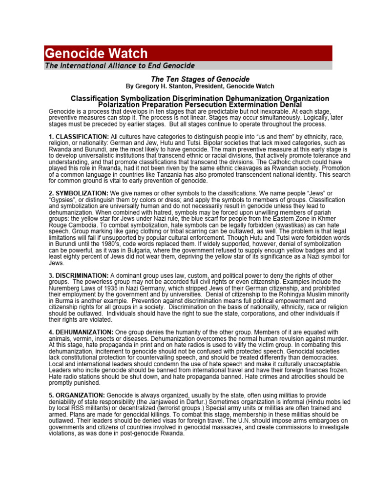 3.26 Ten - Stages - of - Genocide - by - Gregory - Stanton | PDF
