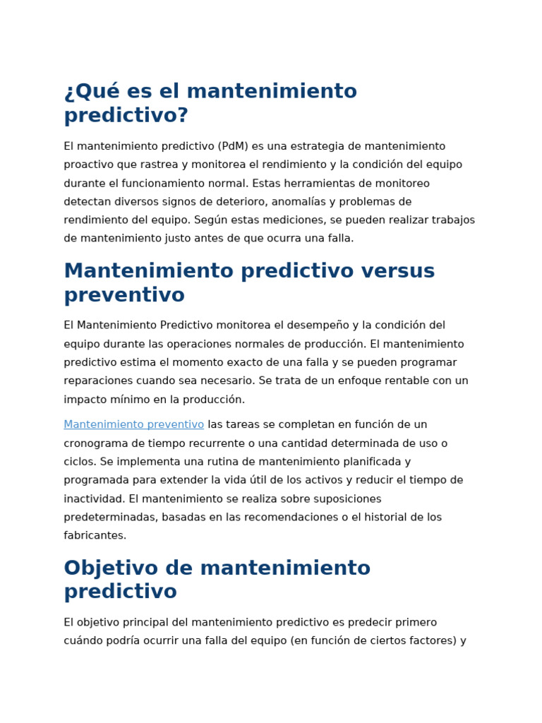 Qué Es El Mantenimiento Predictivo | PDF