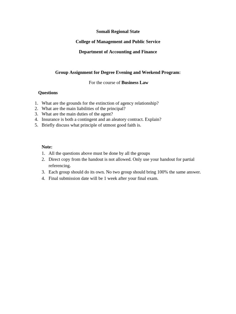 BL Assignment For Evening Program and Weekend | PDF