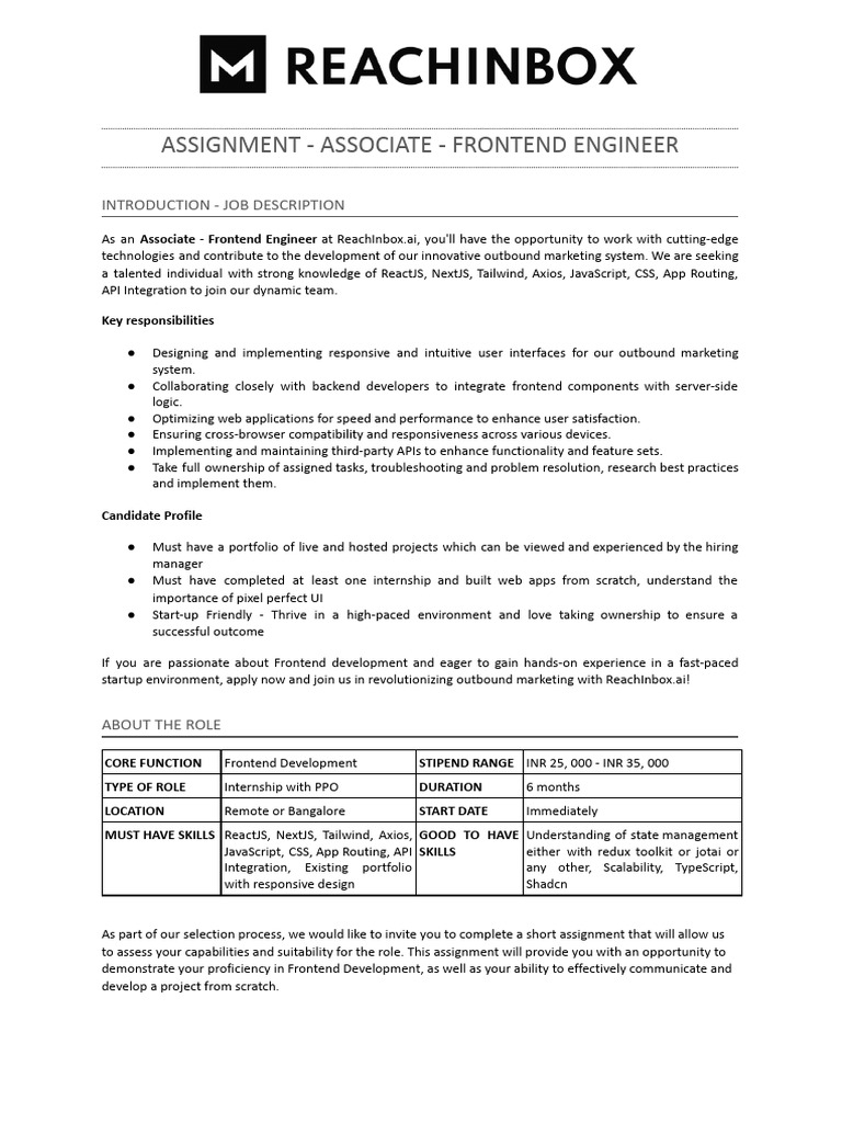 Assignment - Associate - Frontend Engineer | PDF