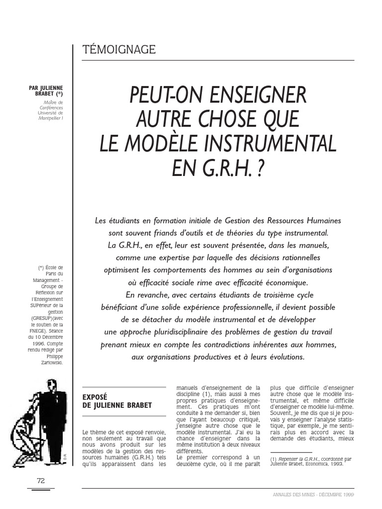 Modeles D'enseignement de La GRH | PDF