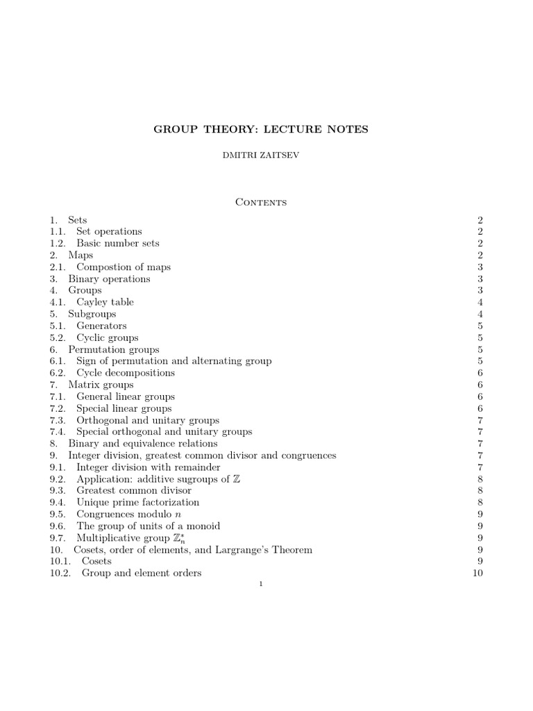 Group Theory Notes | PDF
