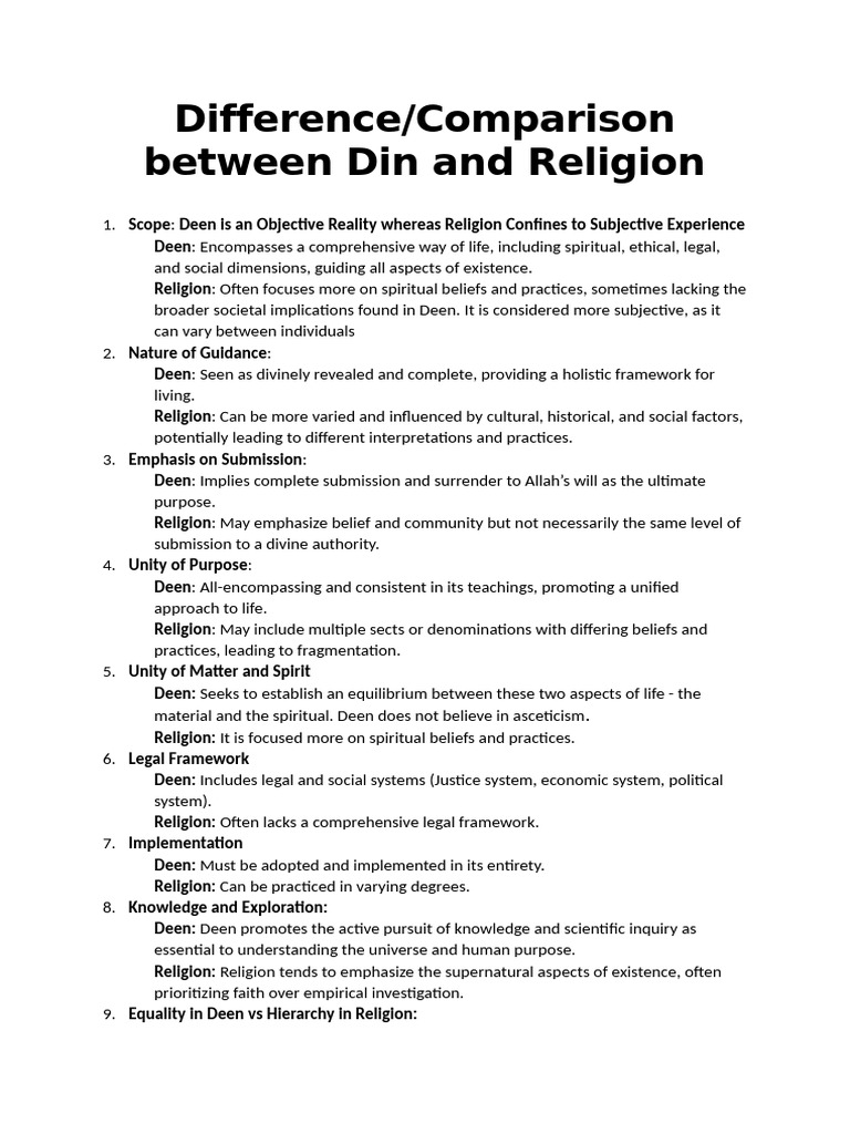 Deen Vs Religion | PDF