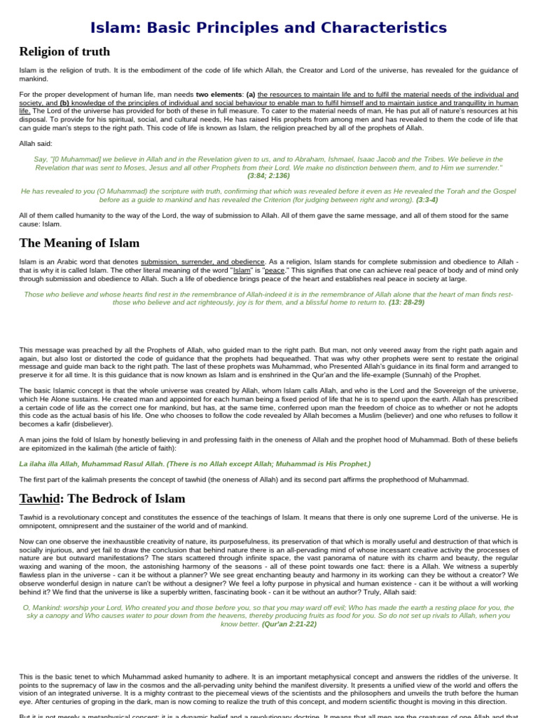 Distinctive Aspects of Islam | PDF