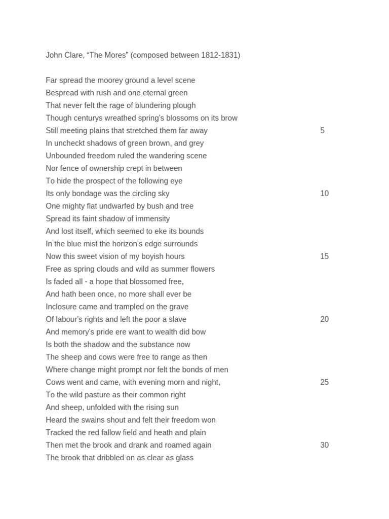 John Clare The Mores | PDF
