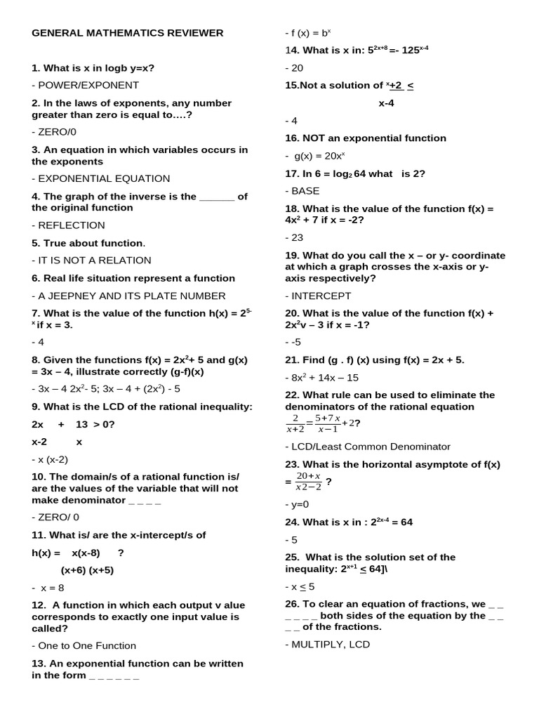 GEN-MATH-REVIEWER-Q1 | PDF