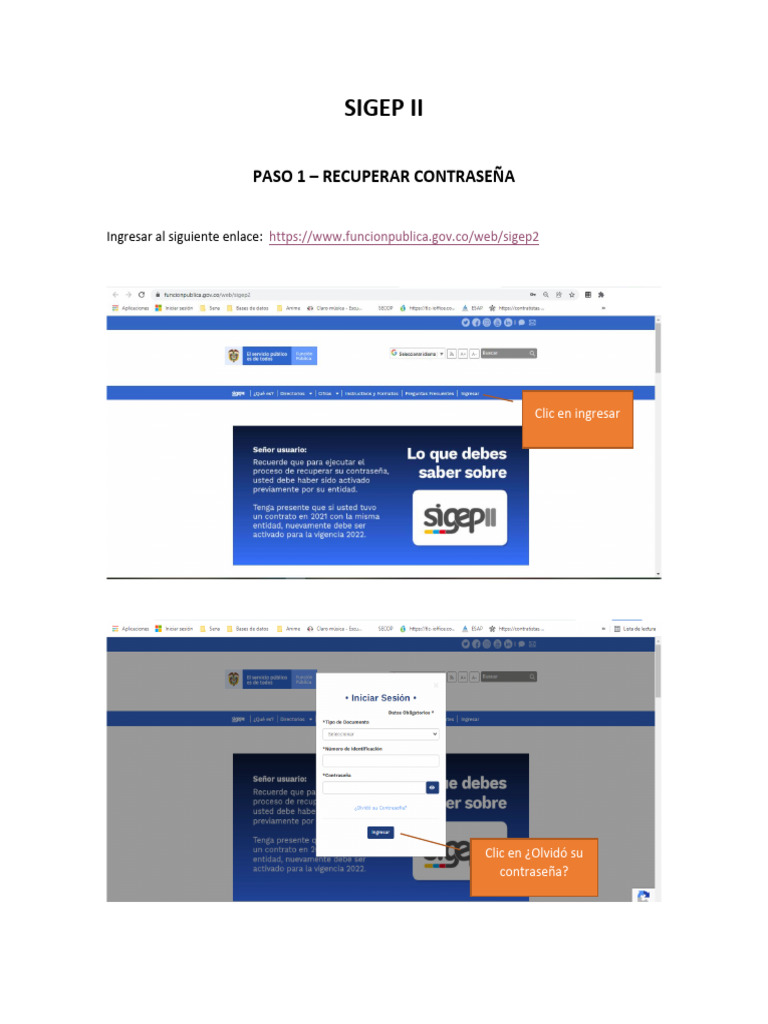 Instructivo Hoja de Vida Sigep 2 | PDF