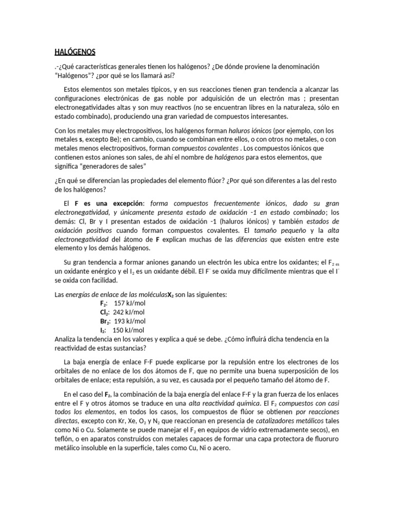 HALÓGENOS | PDF