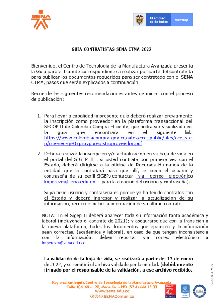 Guia Contratistas 2022 - Ctma | PDF