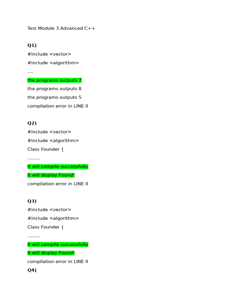 Test Module 3 Advanced C++ | PDF