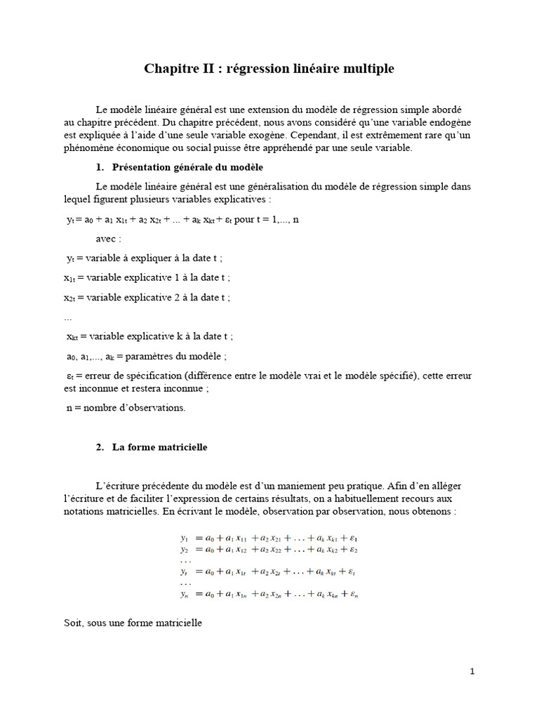 chap II regression multiple | PDF