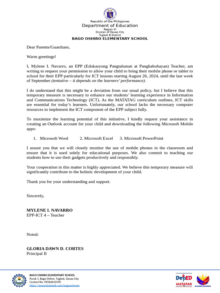 ICT Letter For Kids | PDF | Educational Technology | Teachers