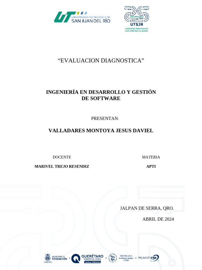 1erparcial - ACT1 - EVALUACION DIAGNOSTICA | PDF